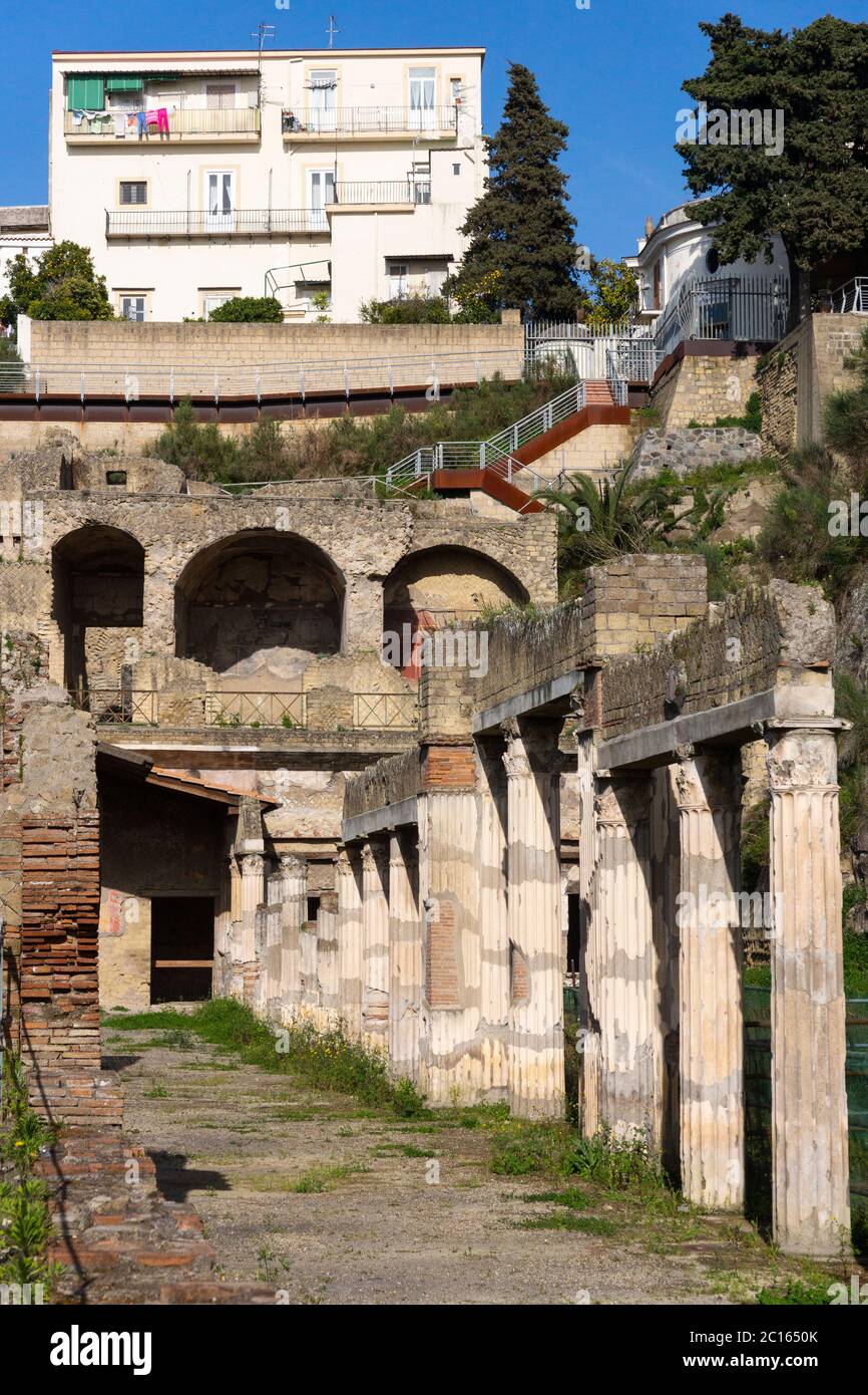 Fluted Corinthian columns line the ruined Roman remains of the ...