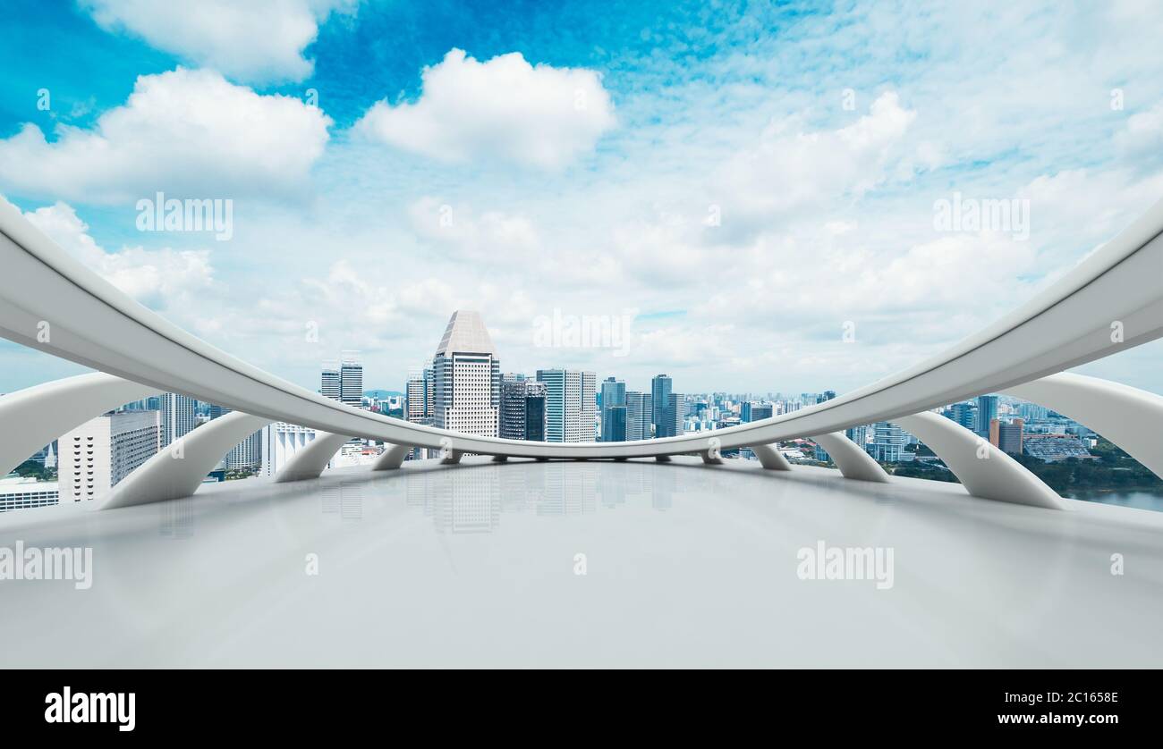 empty floor with cityscape of modern city Stock Photo - Alamy