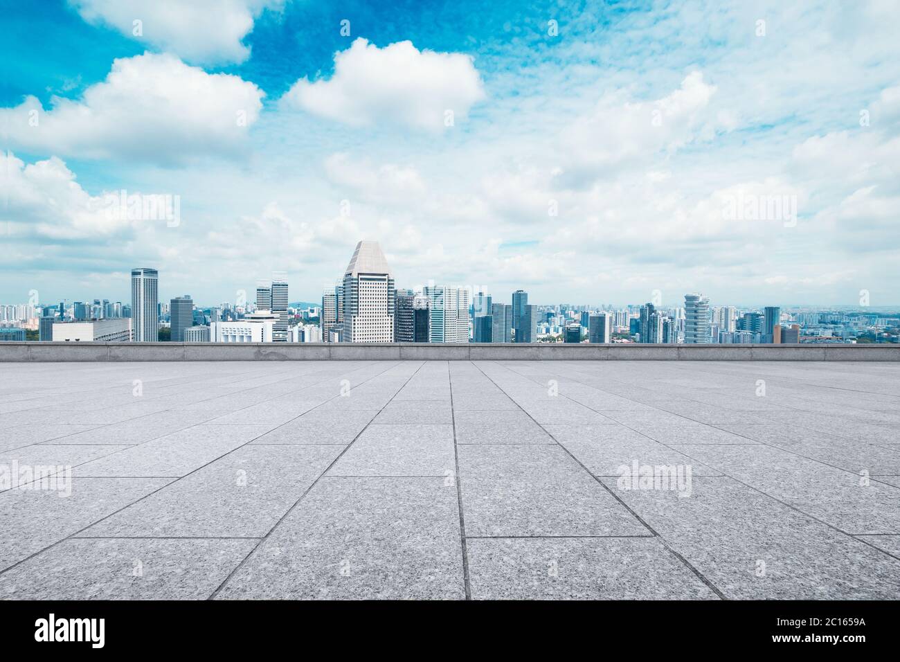 empty floor with cityscape of modern city Stock Photo - Alamy