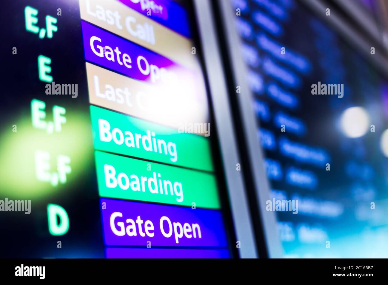 screen with flight information in airport Stock Photo - Alamy