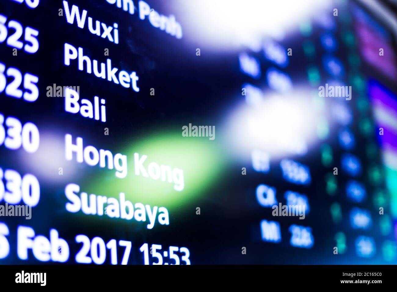 screen with flight information in airport Stock Photo - Alamy