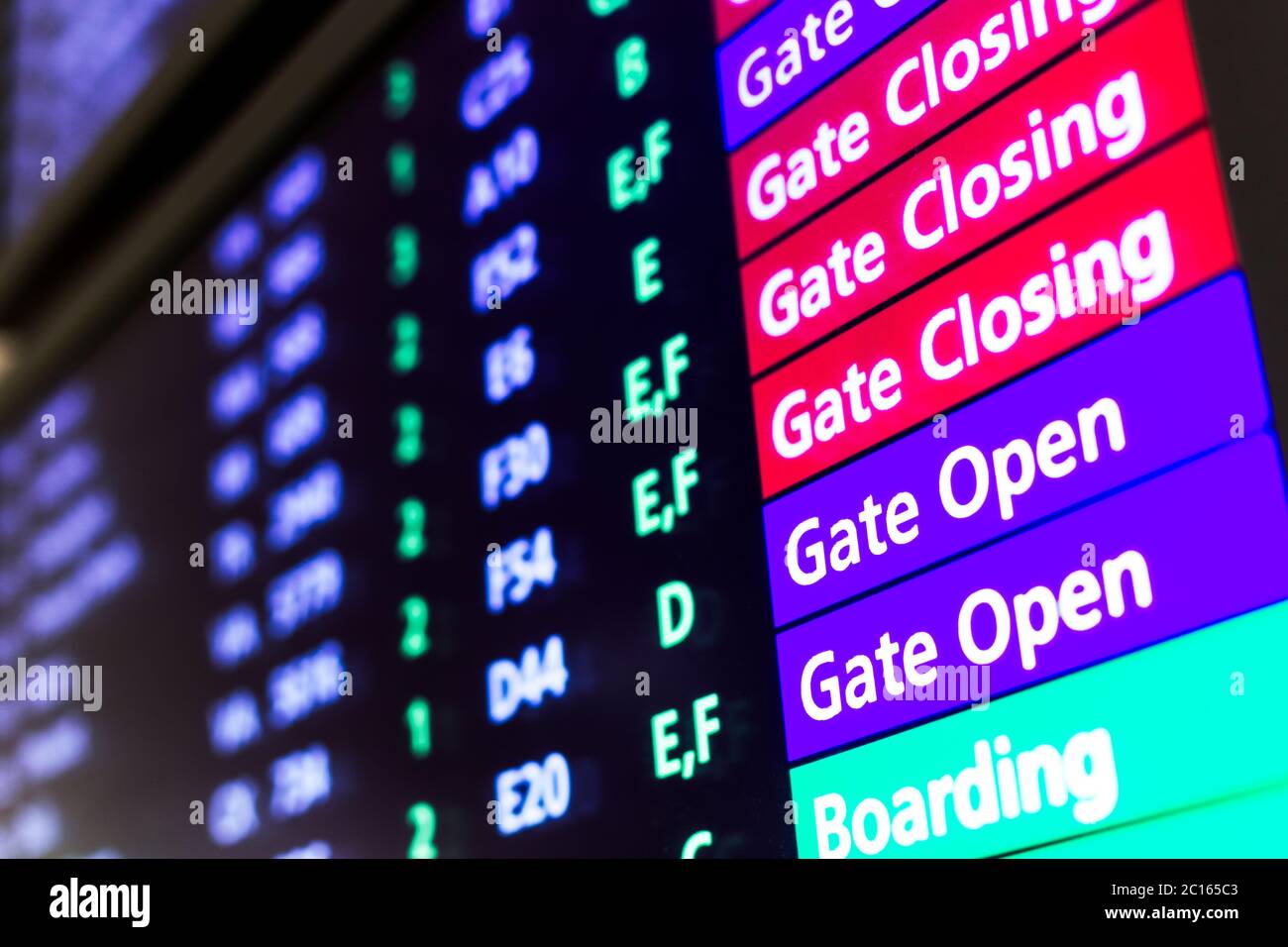 screen with flight information in airport Stock Photo - Alamy