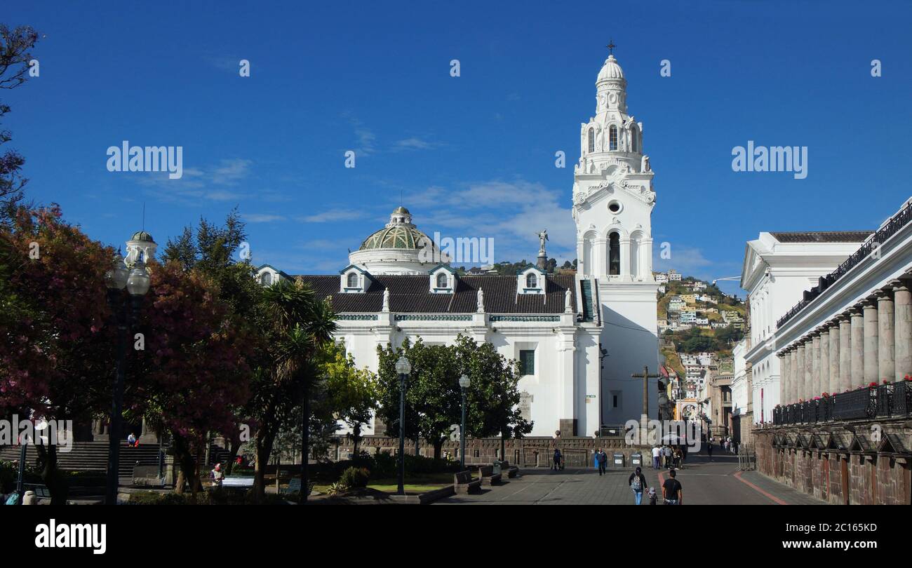 Quito, Pichincha / Ecuador - September 16 2018: People walking near the ...