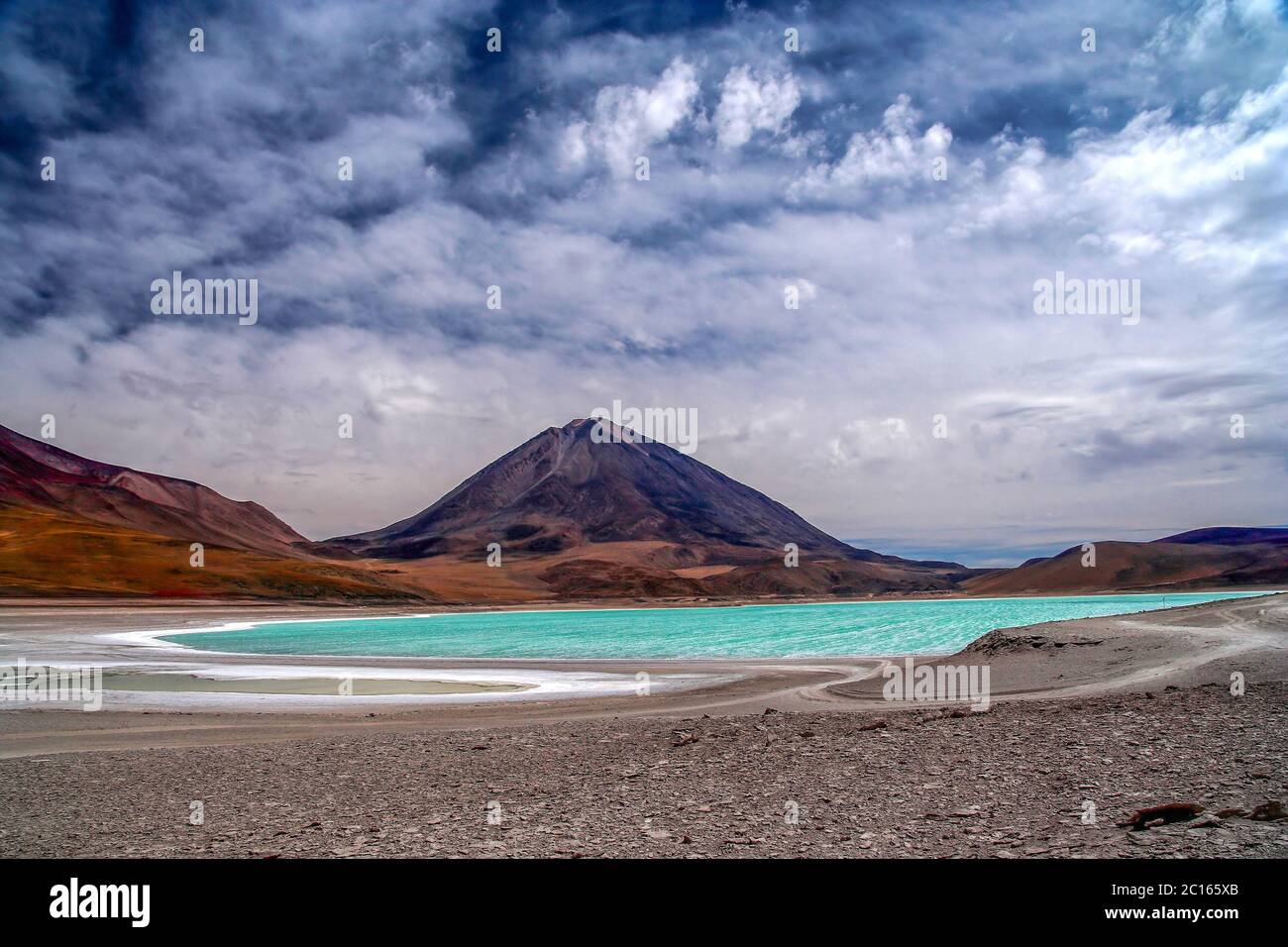 Lagoon and volcano Stock Photo - Alamy