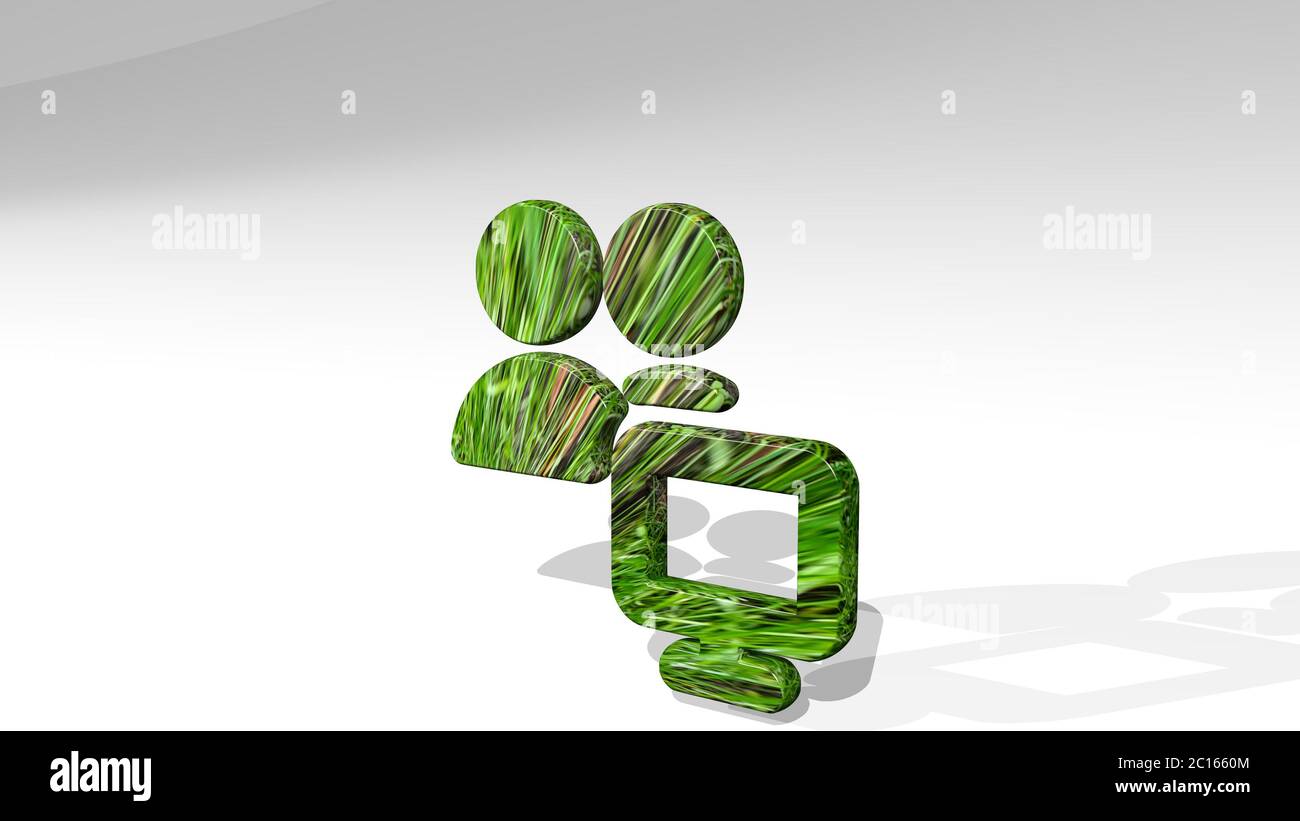 multiple actions monitor made by 3D illustration of a shiny metallic ...