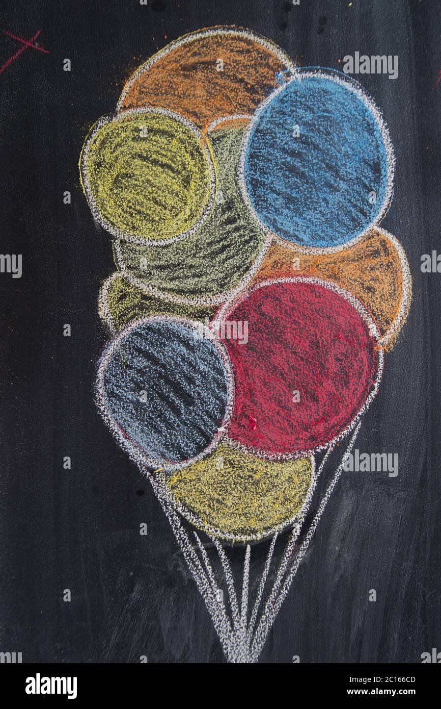 Drawing of colored balloons Stock Photo - Alamy
