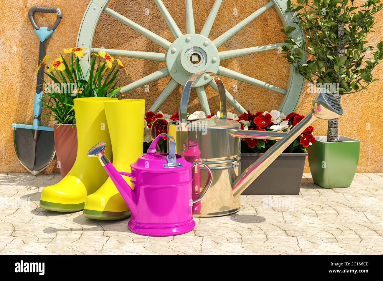 Spring Garden Works Concept Stock Photo - Alamy