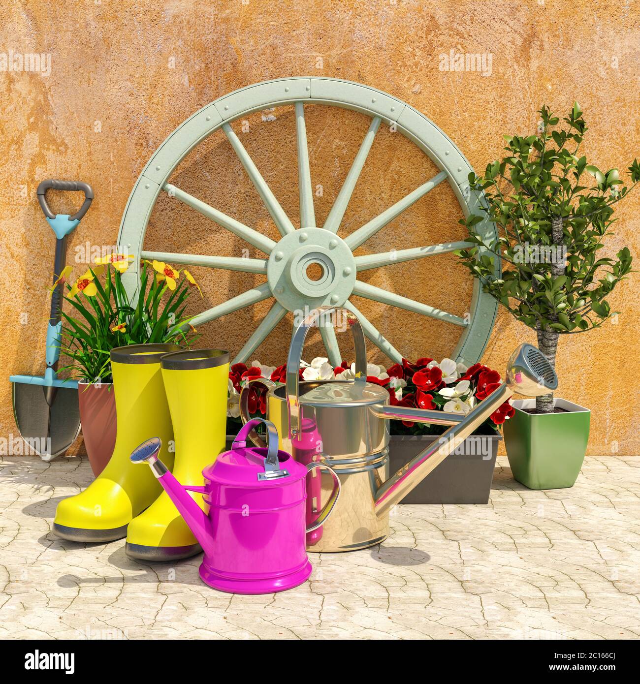 Spring Garden Works Concept Stock Photo - Alamy