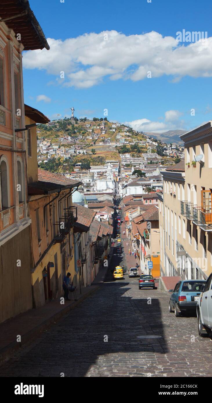 Quito, Pichincha / Ecuador - August 25 2018: People walking on Garcia ...