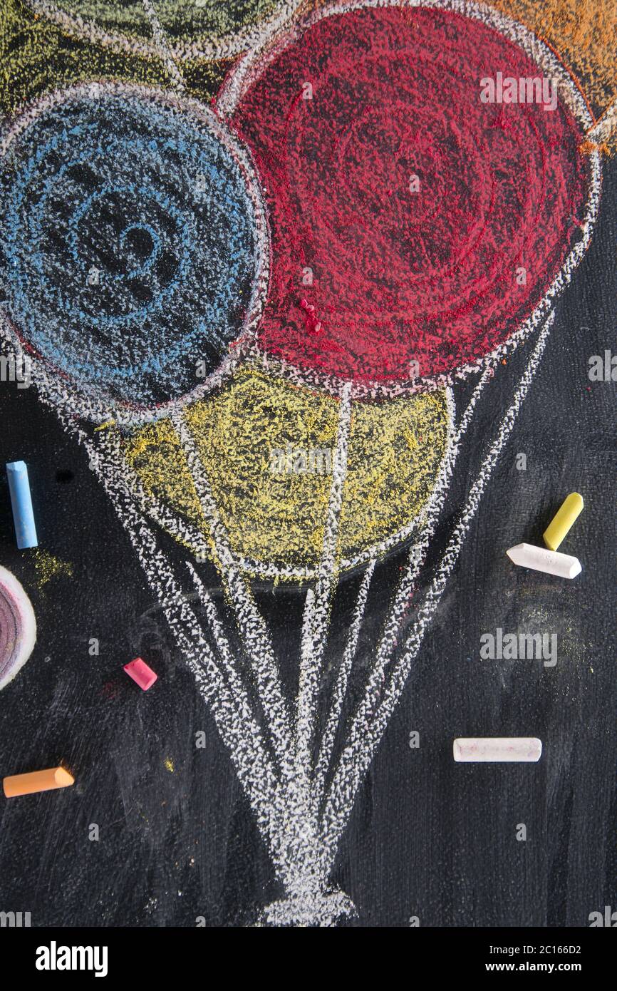 Drawing of colored balloons Stock Photo - Alamy