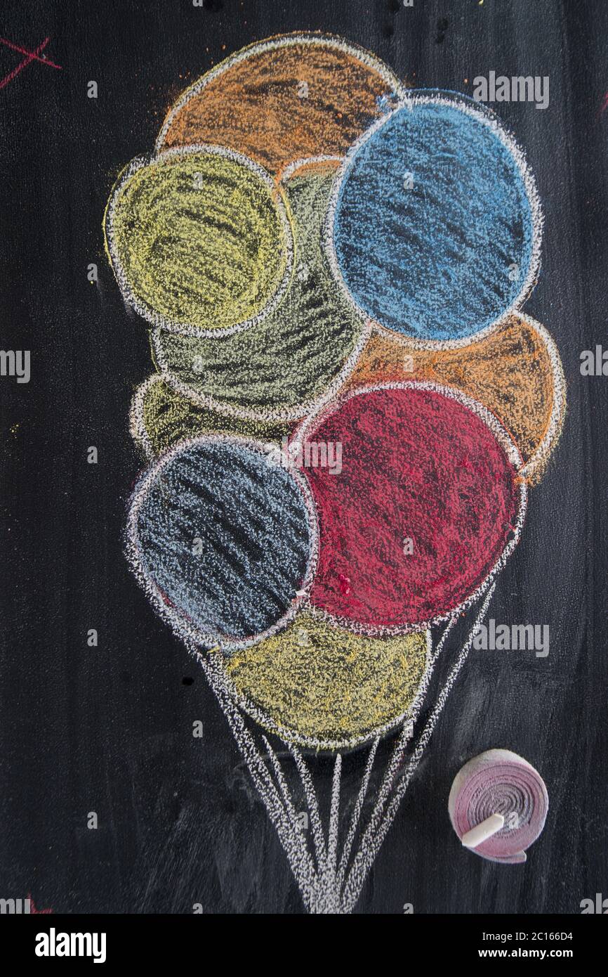 Drawing of colored balloons Stock Photo - Alamy