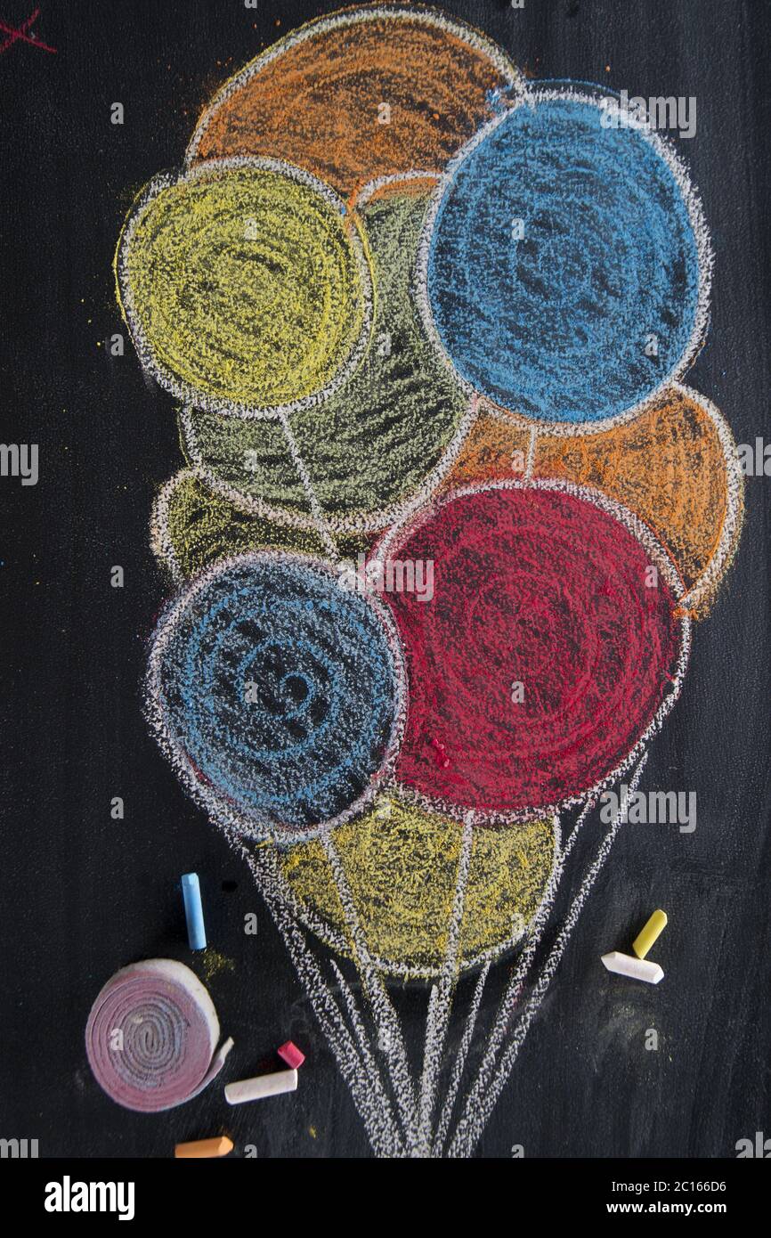 Drawing of colored balloons Stock Photo - Alamy