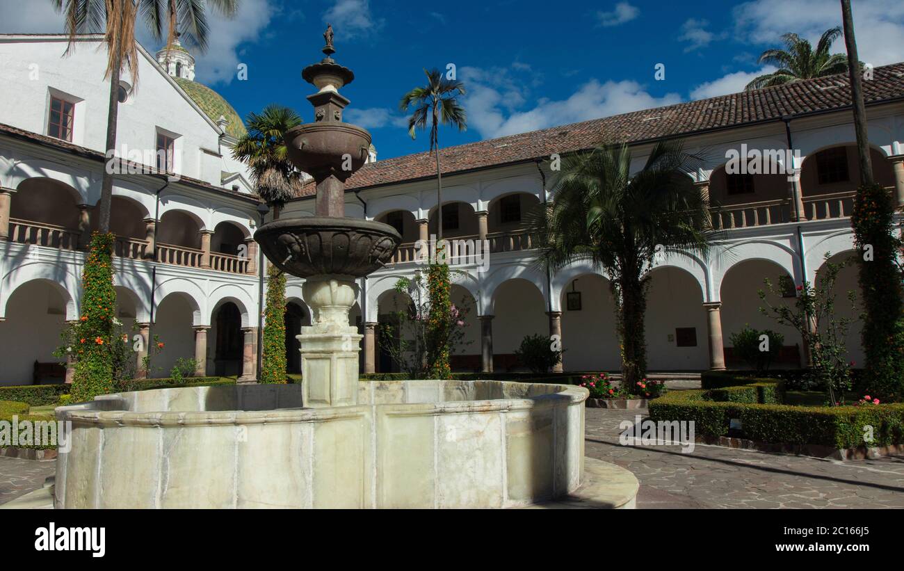 Quito, Pichincha / Ecuador - July 21 2018: View of the inner courtyard ...