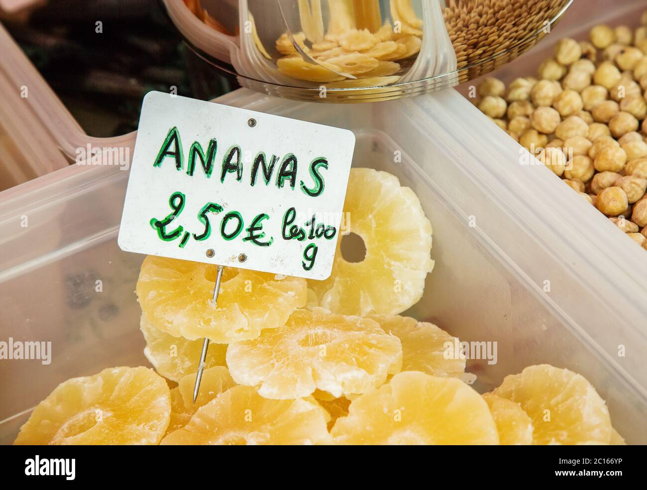 Pineapple (Ananas in French) , slices of dried pineapple at the food ...