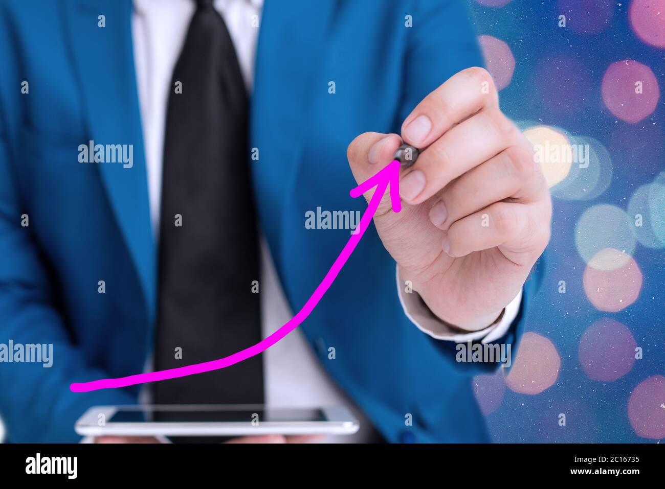 Digital Arrowhead Curve Rising Upward Denoting Growth Development ...