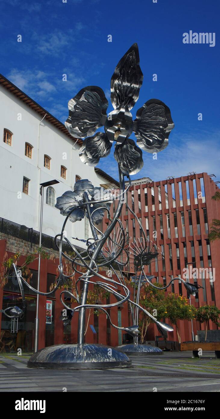Quito, Pichincha / Ecuador - September 16 2018: View of giant metallic ...