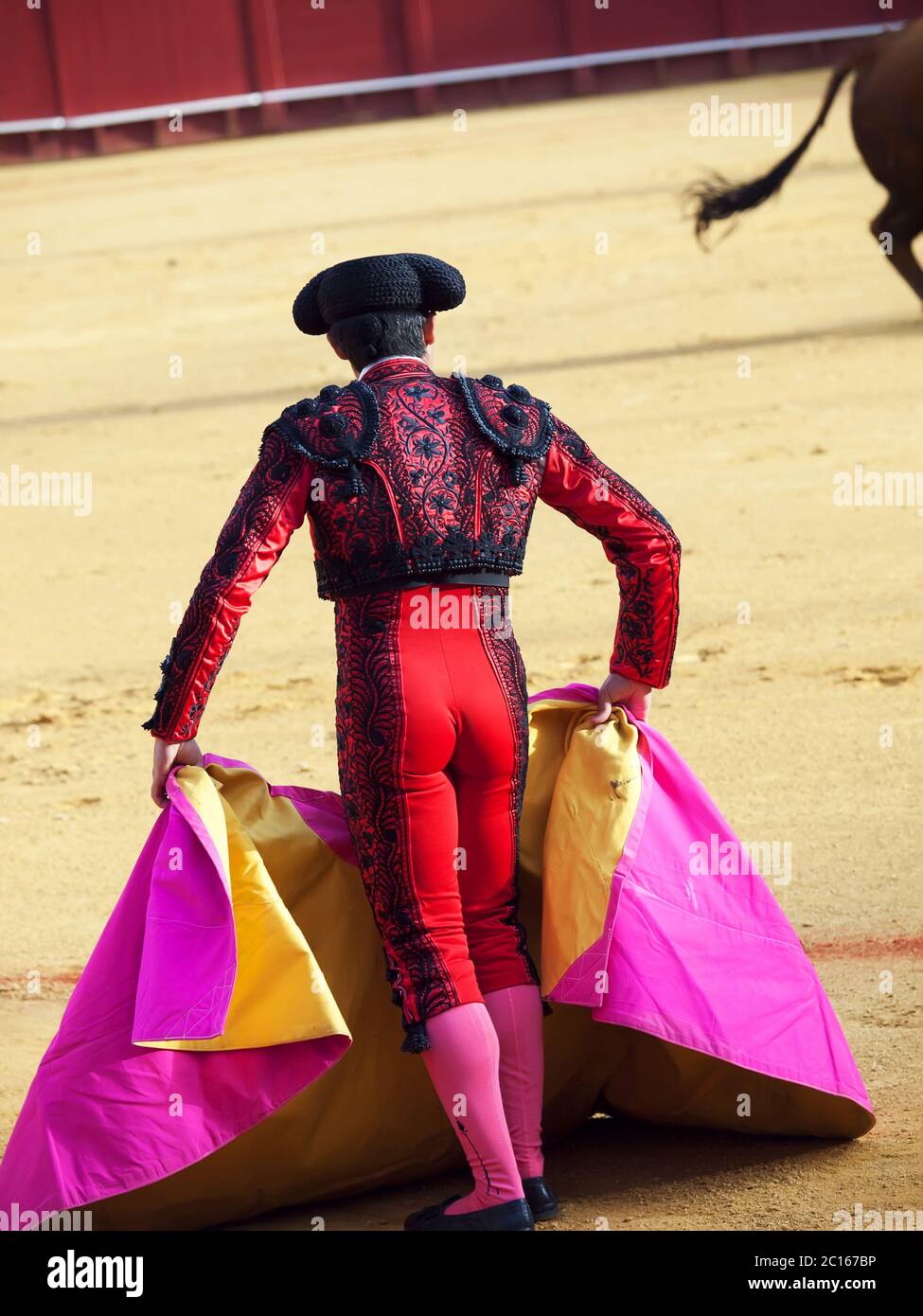 Matador in Ring with Bull Stock Photo - Alamy