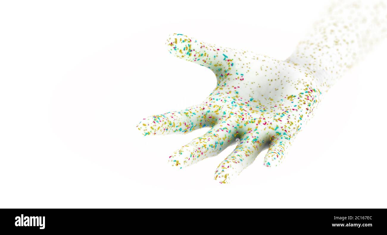 Various bacteria and pathogens on a human hand, the microbiota of the ...