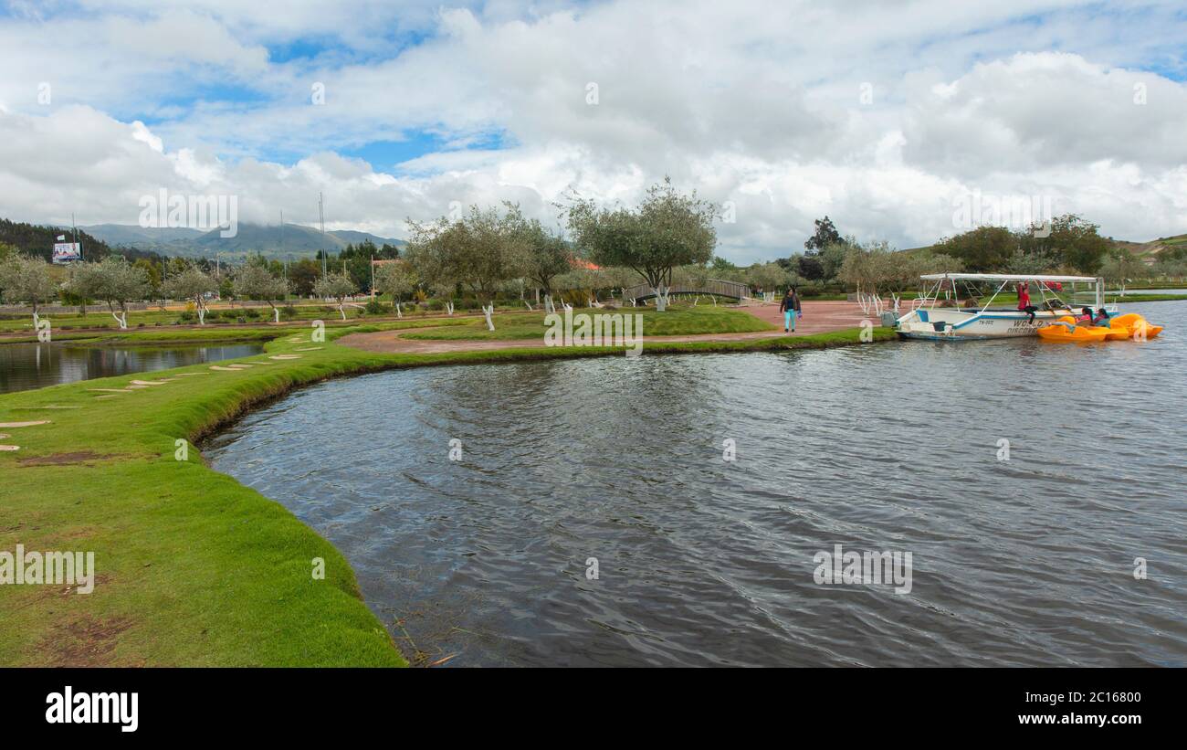 Colta, Chimborazo / Ecuador - February 10 2019: People walking in the ...