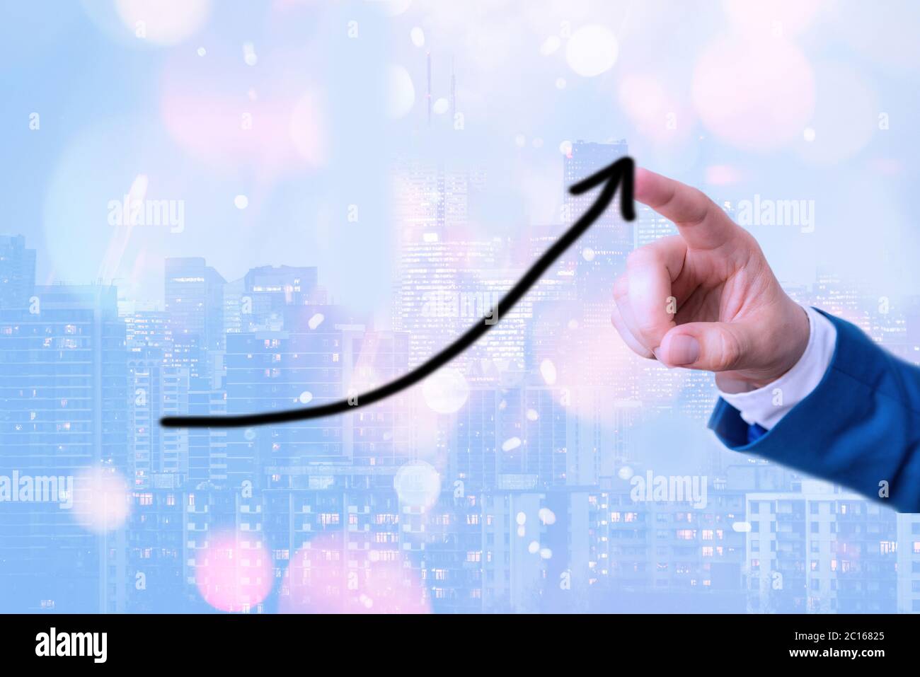 Digital Arrowhead Curve Rising Upward Denoting Growth Development ...