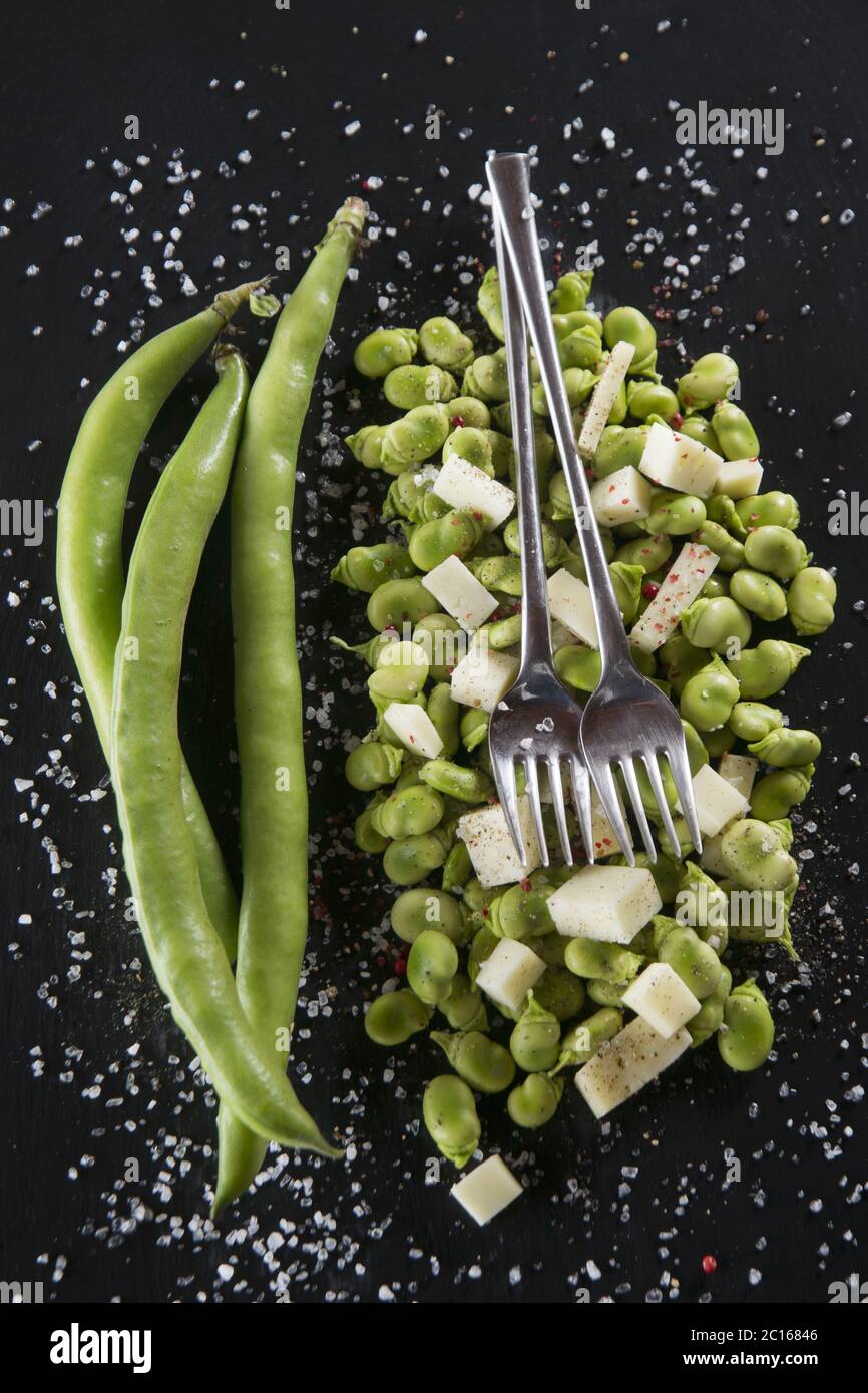 Pods with cheese Stock Photo - Alamy