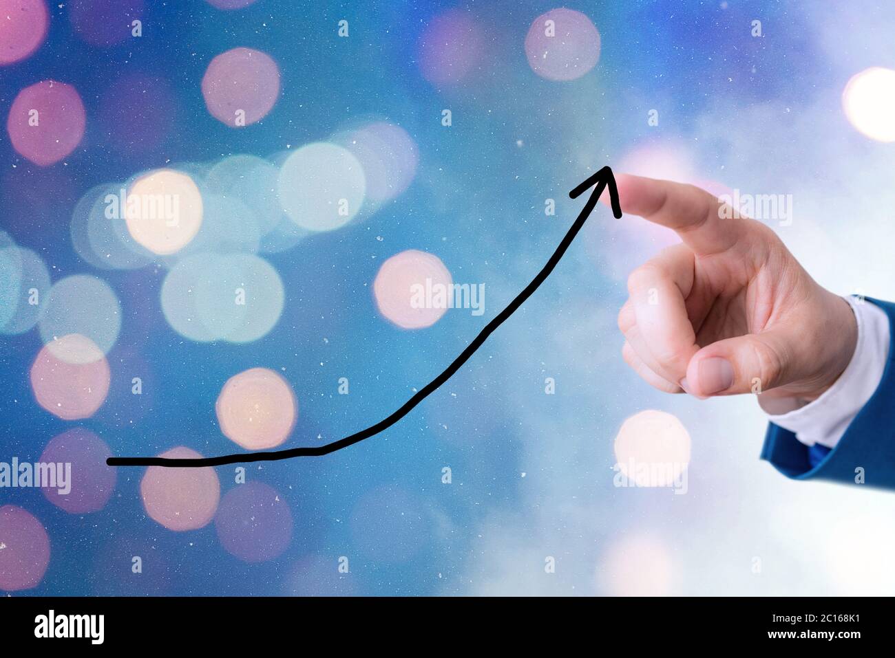 Digital Arrowhead Curve Rising Upward Denoting Growth Development ...