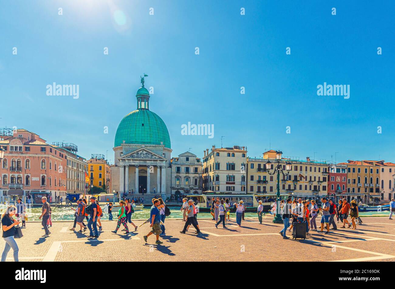 Venice, Italy, September 13, 2019: tourist people are walking down ...