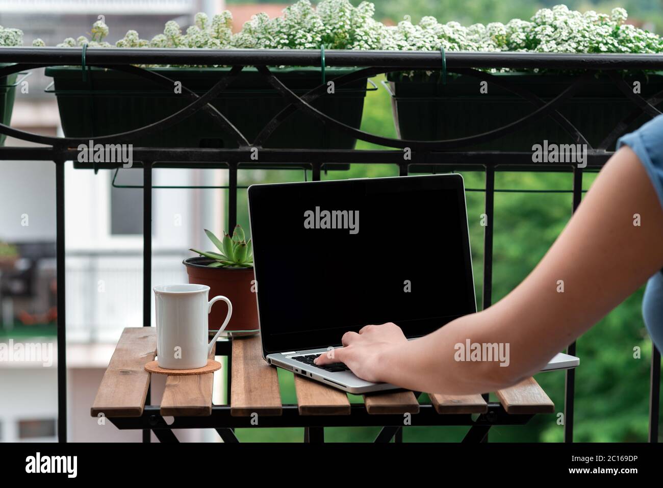 Personal Workplace Overview With Laptop Device Used For Individual ...