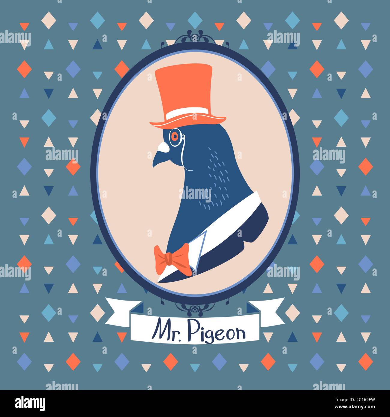 Vintage pigeon portrait in topper Stock Vector Image & Art - Alamy