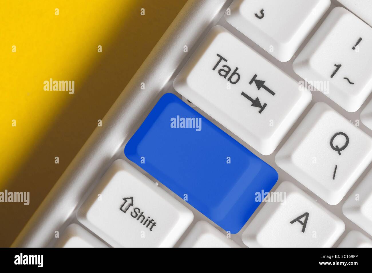 Different Colored Keyboard key With Accessories Arranged On Empty copy ...