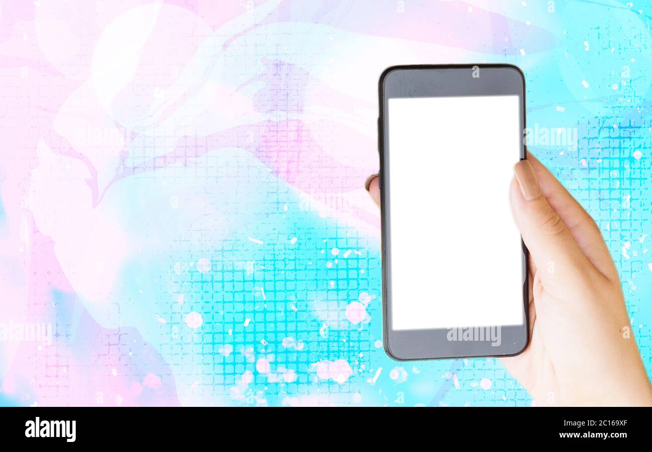 Modern Gadgets With White Display Screen Under Colorful Bokeh ...