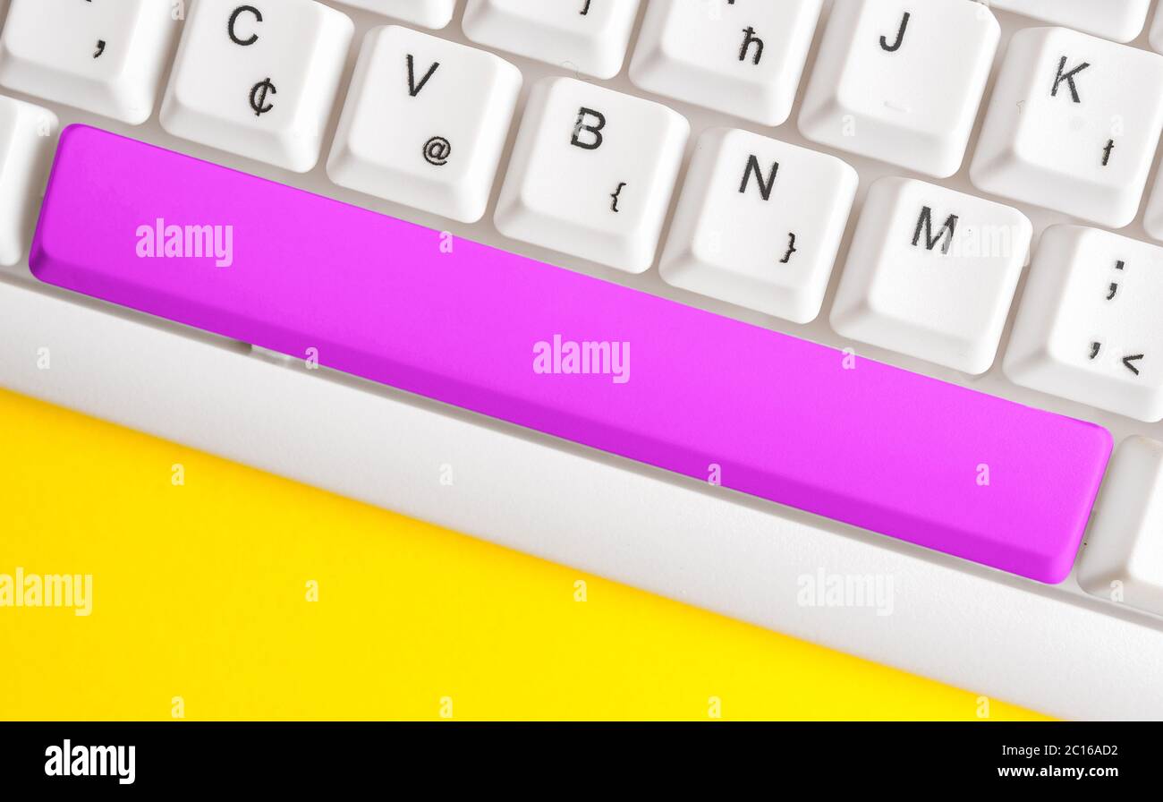 Different Colored Keyboard key With Accessories Arranged On Empty copy ...