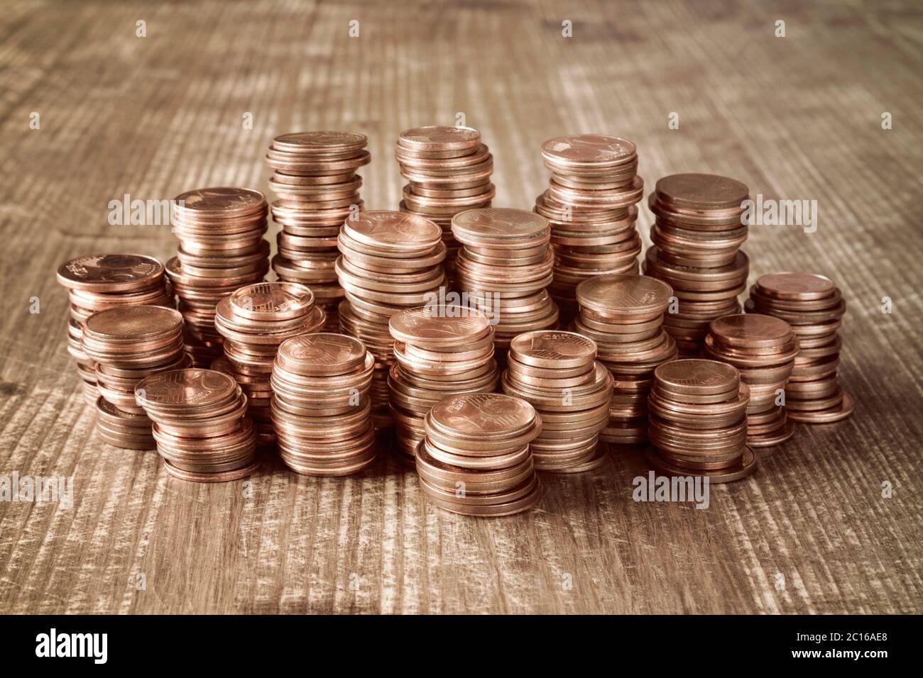 Huge stack of the copper coins Stock Photo - Alamy