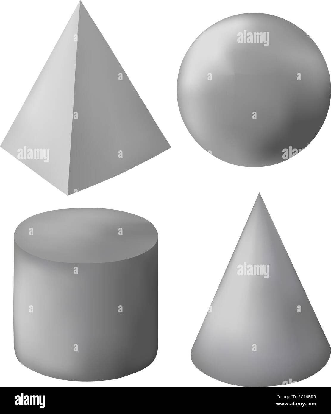 Vector illustration with 3d graphic geometric figures on white ...