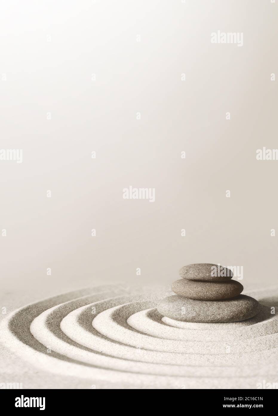 Japanese zen garden meditation stone, concentration and relaxation sand ...