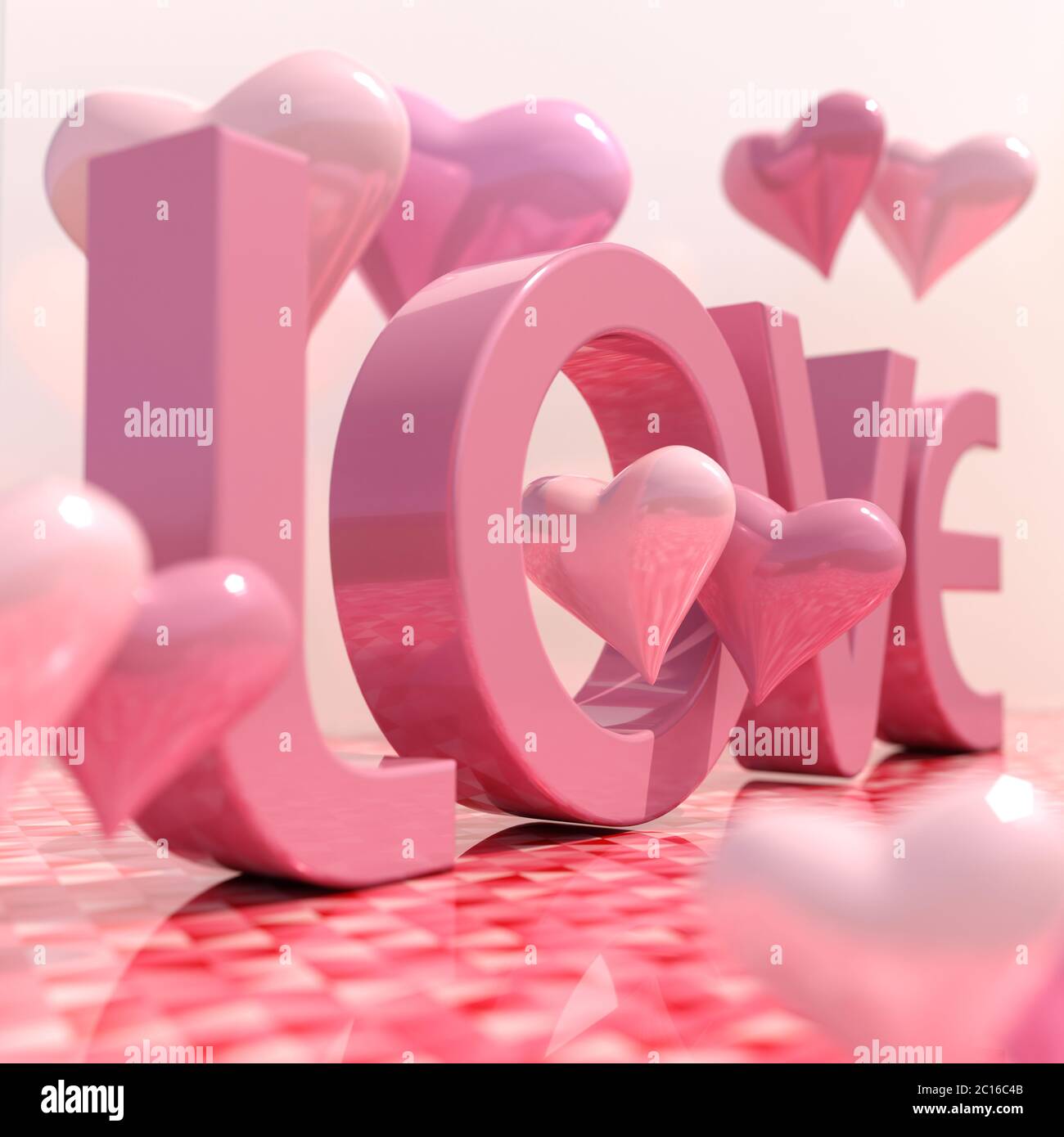 Realistic Love Sign with Hearts Stock Photo - Alamy
