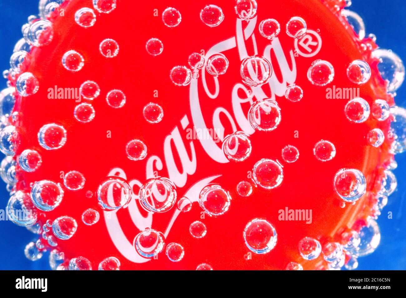 Tyumen, Russia-June 11, 2020: red classic coca cola bottle cap close-up ...