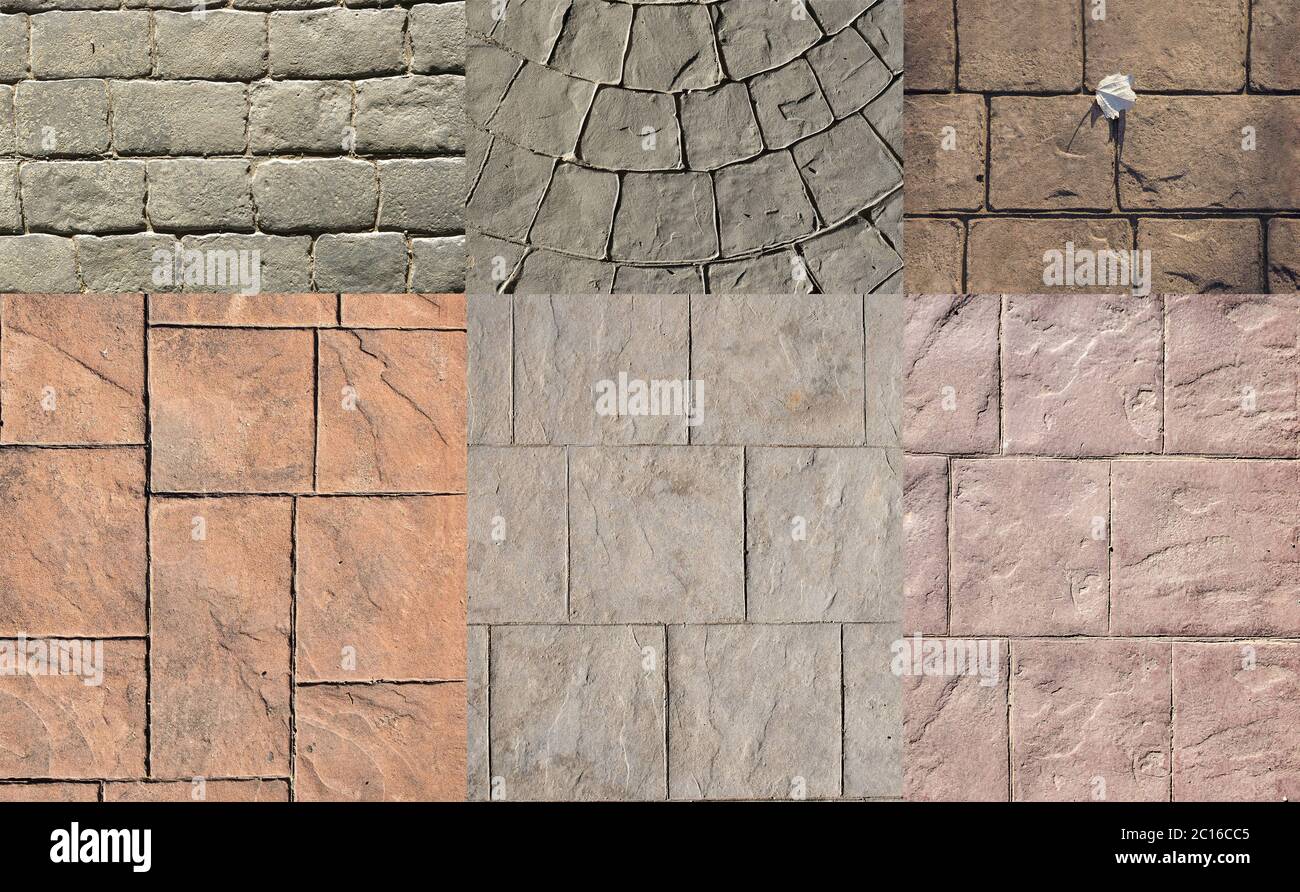 Stamped concrete pavement for exterior floor, compositions with many ...