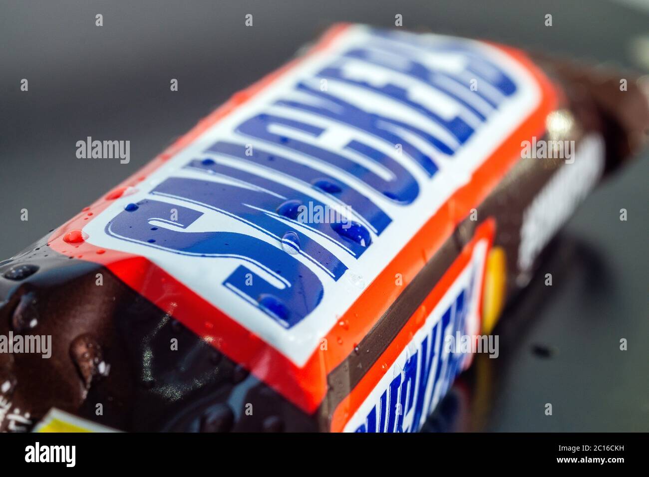Tyumen, Russia-June 11, 2020: Snickers chocolate bar. Snickers is a ...
