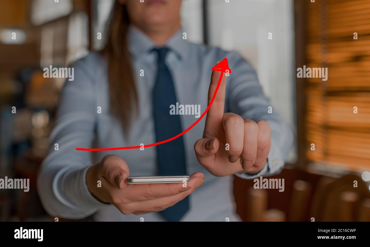 Digital Arrowhead Curve Rising Upward Denoting Growth Development ...