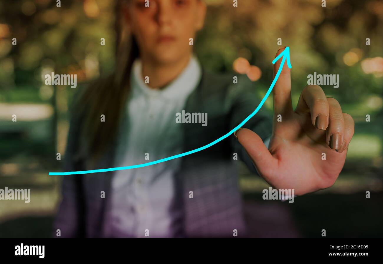 Digital Arrowhead Curve Rising Upward Denoting Growth Development ...