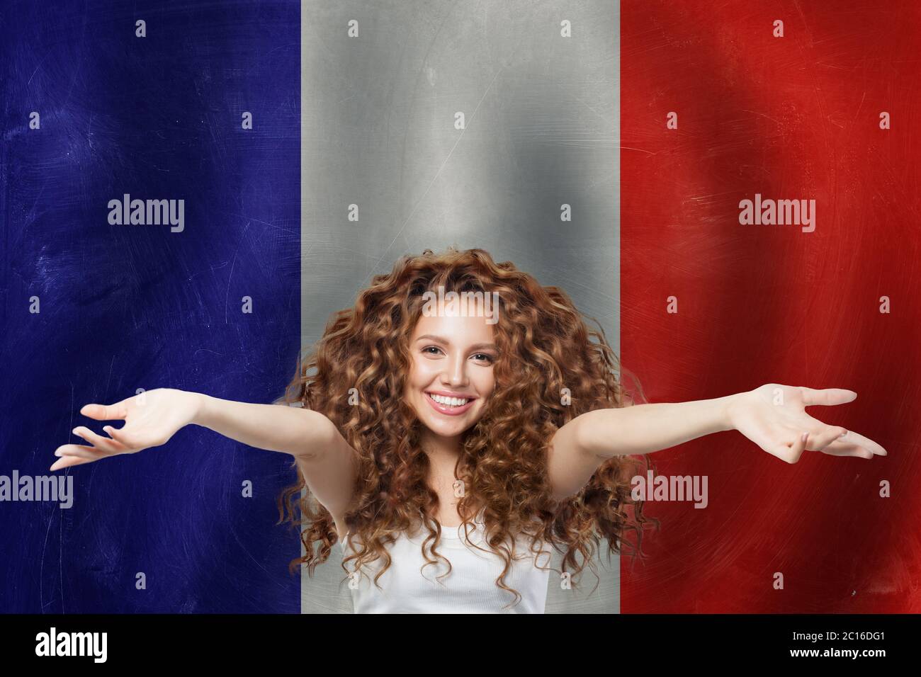 France concept with French flag background. Travel in France Stock ...