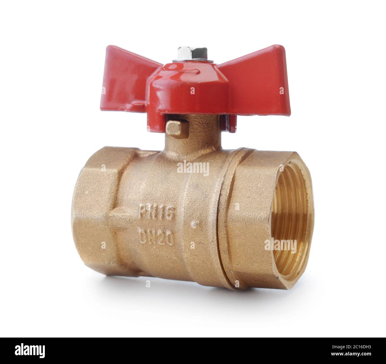 Brass water tap isolated on white. Side view Stock Photo - Alamy