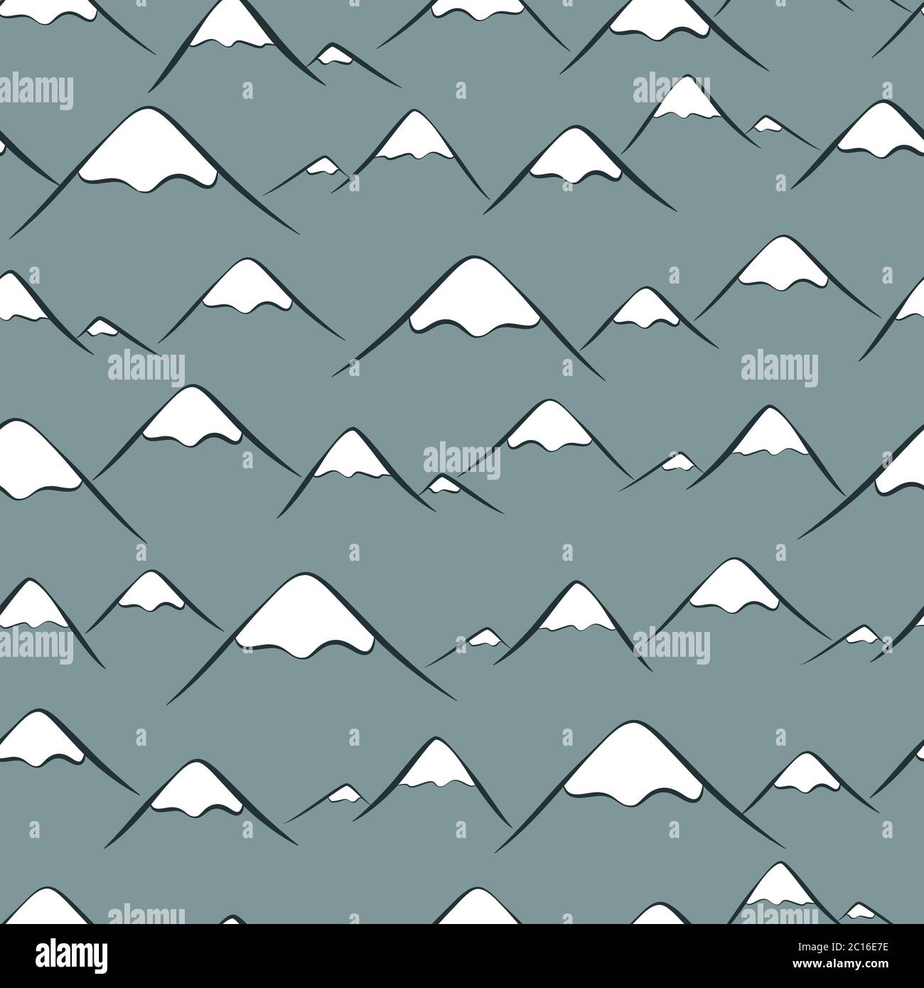 Seamless pattern with mountains. Randomly placed mountains with snowy ...