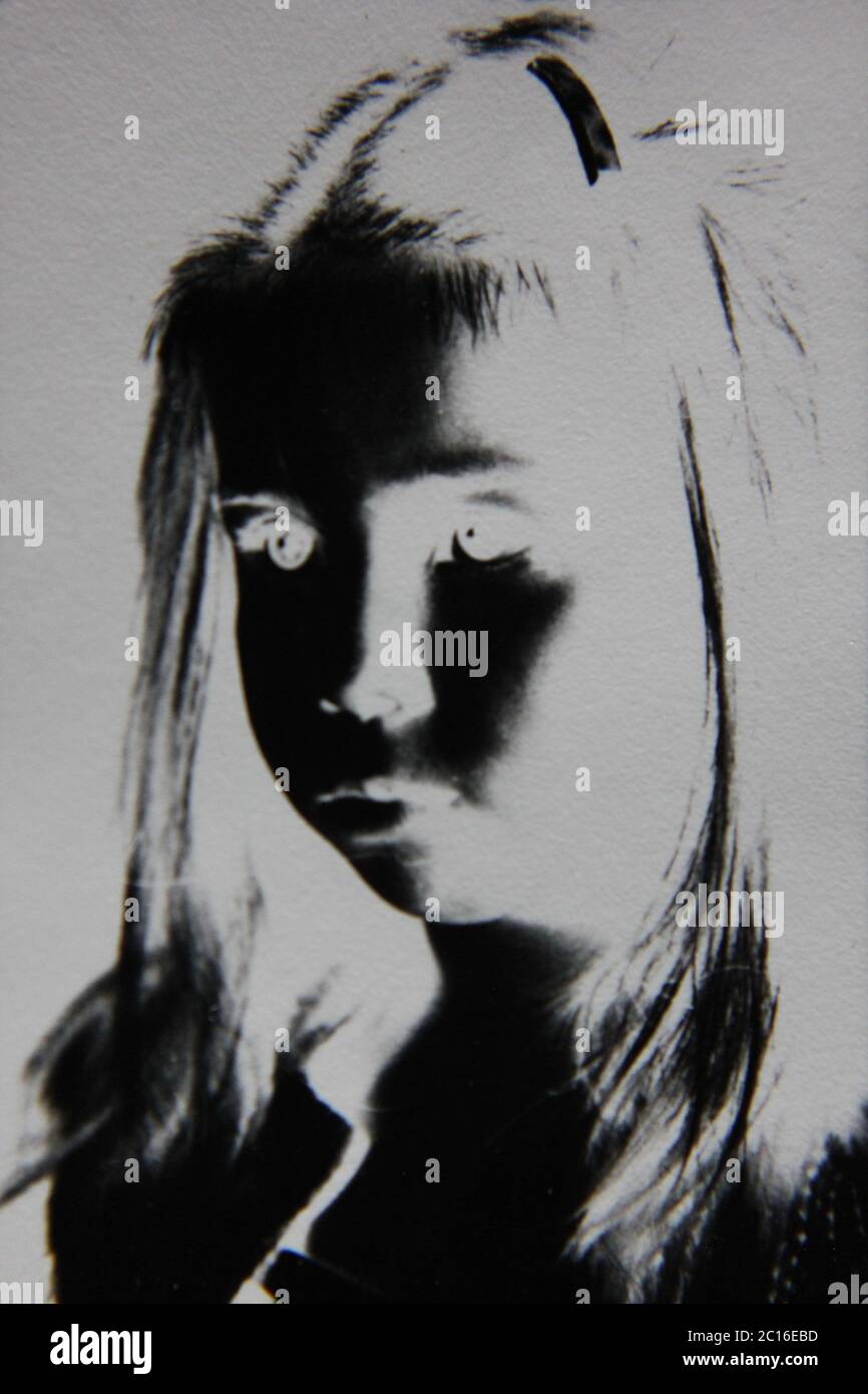 Fine 70s vintage black and white extreme photography of a young ghostly ...