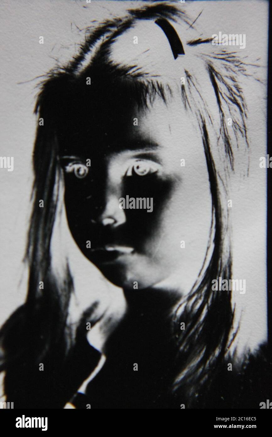 Fine 70s vintage black and white extreme photography of a young ghostly ...
