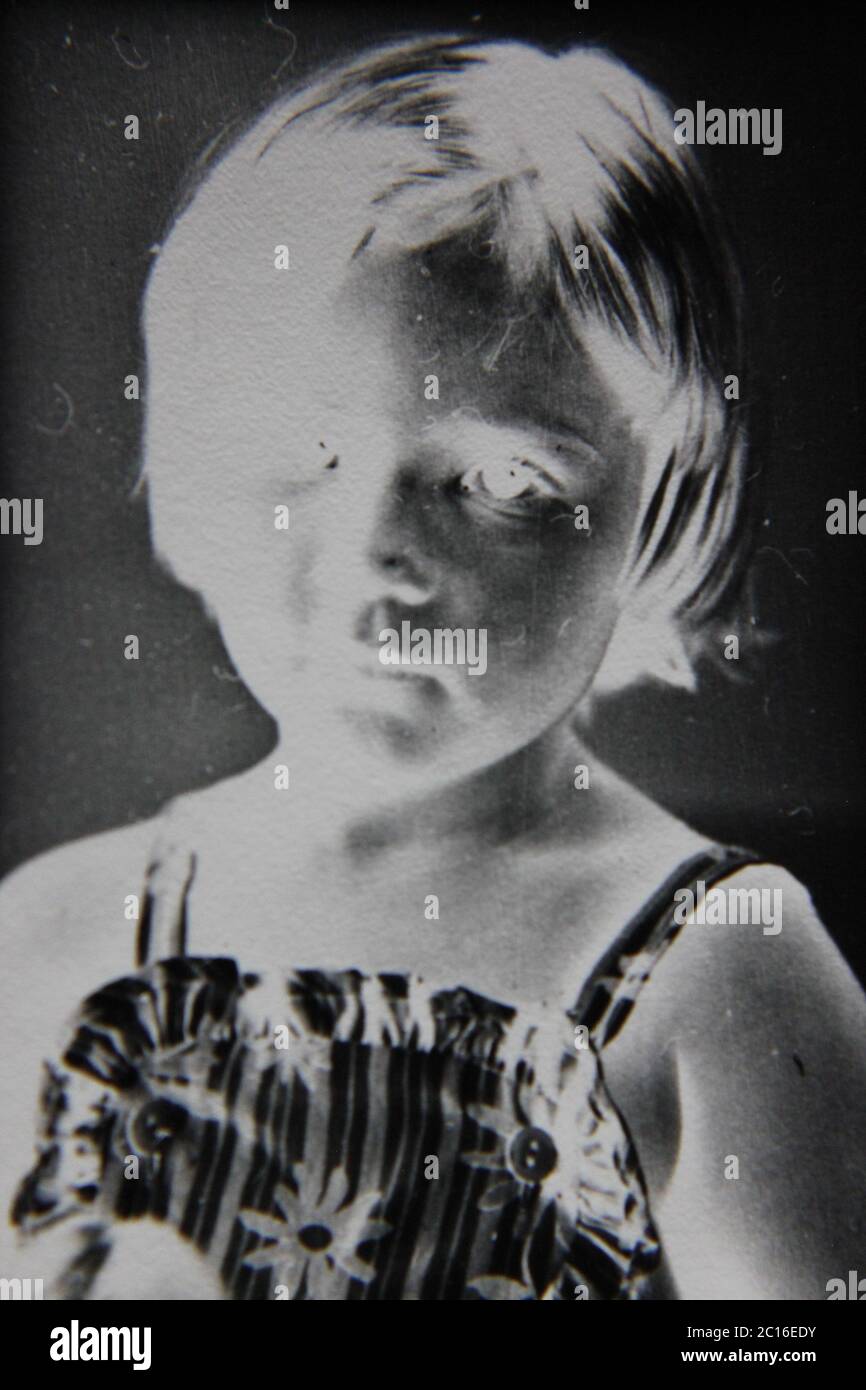 Fine 70s vintage black and white extreme photography of a young ghostly ...