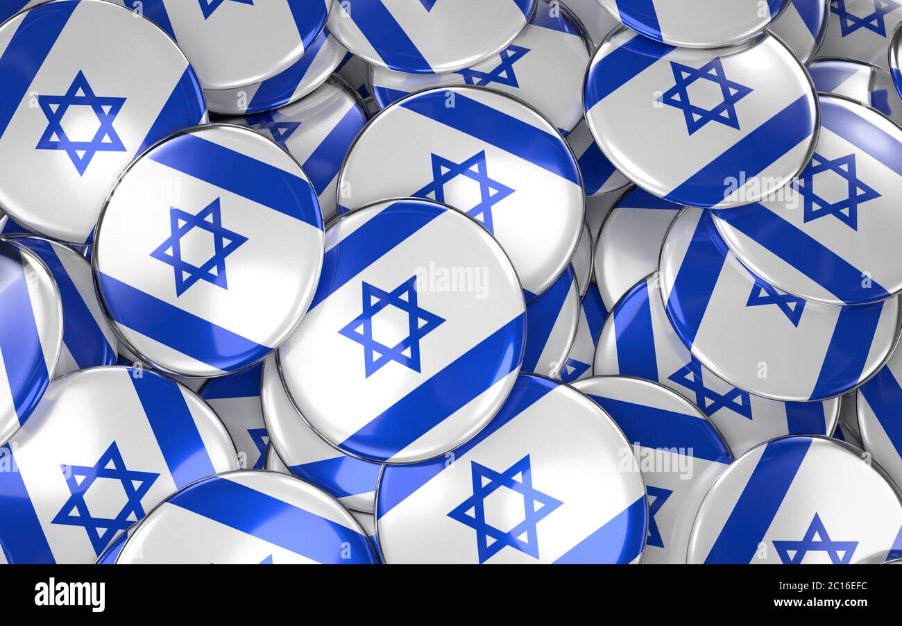 Israel Badges Background - Pile of Israeli Flag Buttons Stock Photo - Alamy