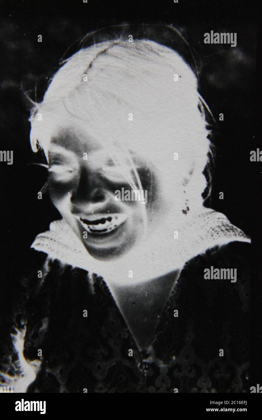 Fine 70s vintage black and white extreme photography of a young ghostly ...