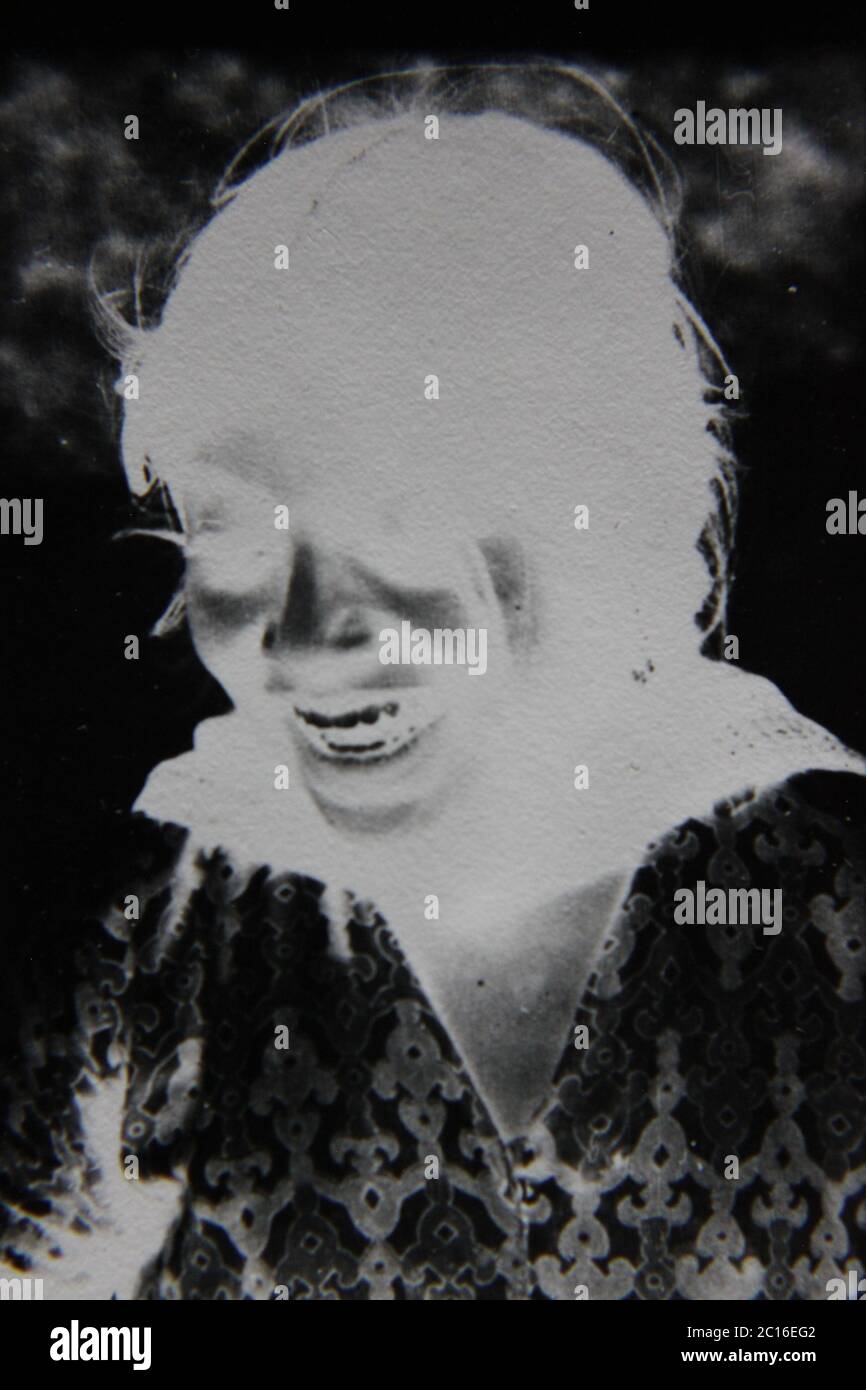 Fine 70s vintage black and white extreme photography of a young ghostly ...